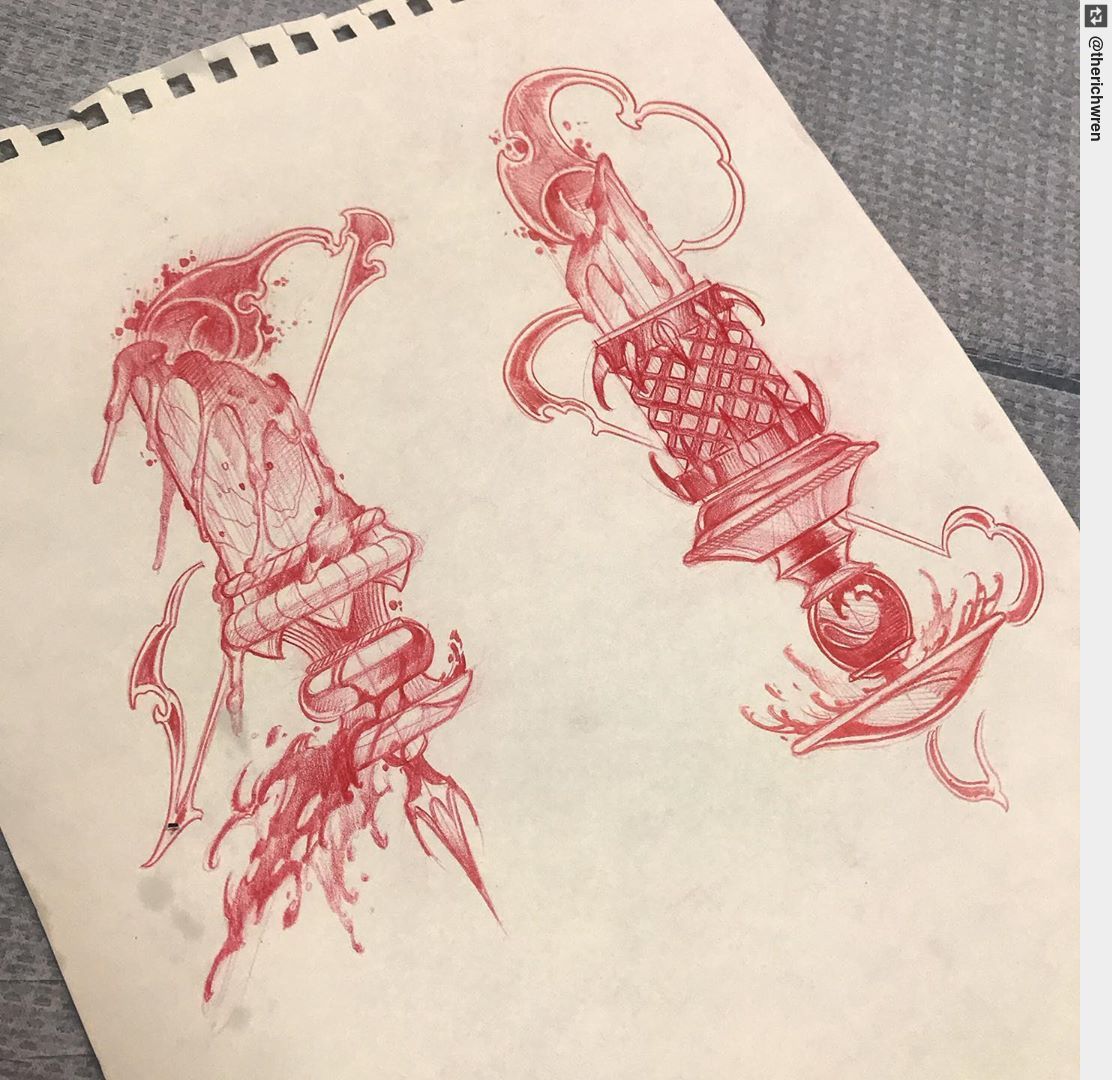 Neo Traditional Candle Tattoo