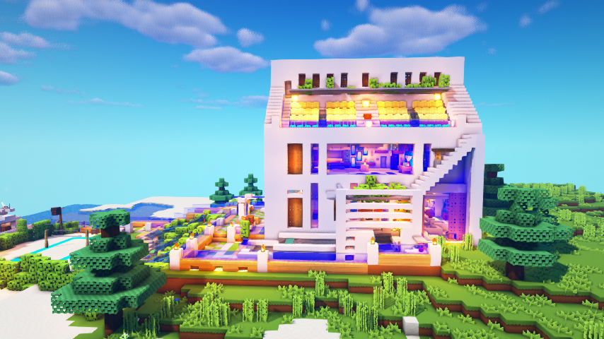 Casas De Playa Modernas De Minecraft Minecraft Casa Colonial Moderna