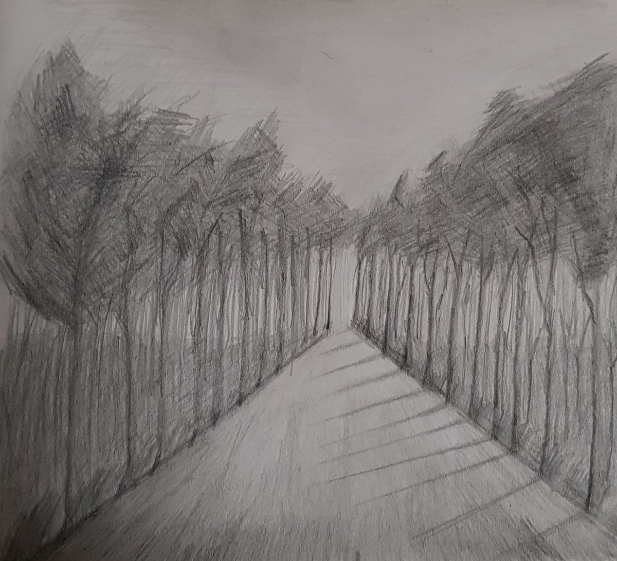 One Point Perspective Drawing Landscape