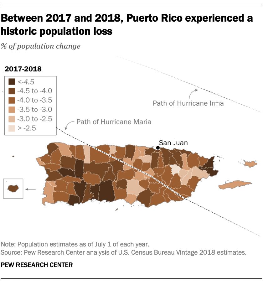 Every county (or municipio) in Puerto Rico lost population in 2018 ...