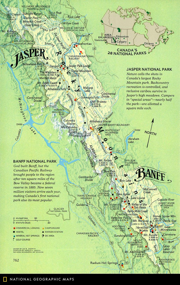 NatGeoMaps on Twitter: "Map of the Day: This map of Banff and Jasper National Parks, published ...