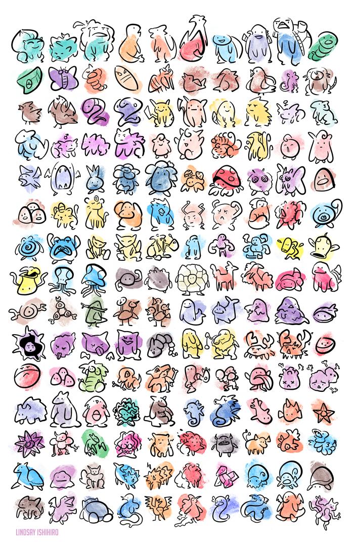 Original 150 Pokemon Poster