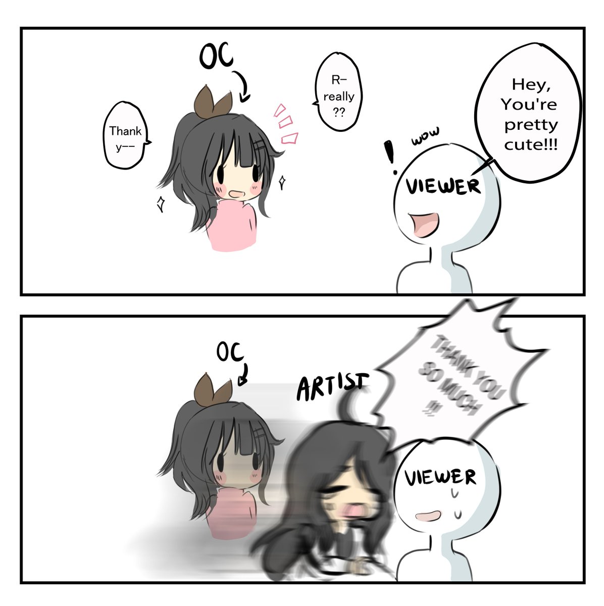 「when someone compliments my oc 」ku-ini ★ クィーニ | Live2D artistの漫画