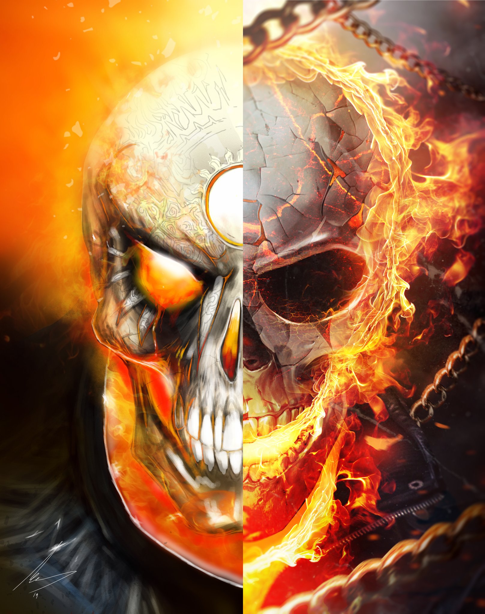 Blue Ghost Rider Skull Wallpaper