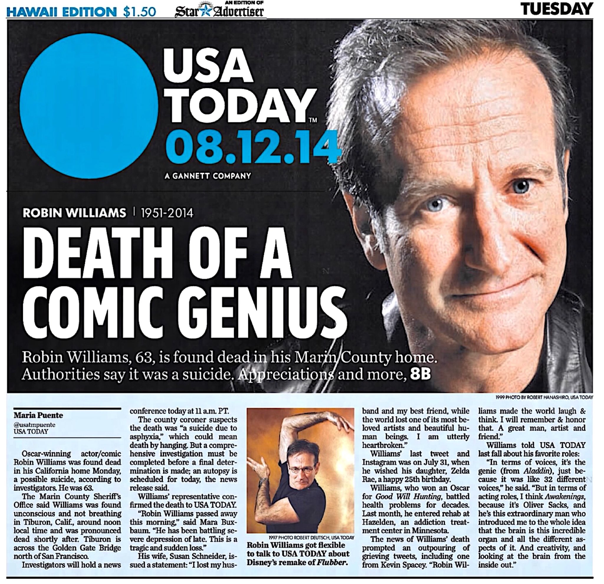 Robin Williams Death Certificate Robin Williams: 2014 Rolling Stone