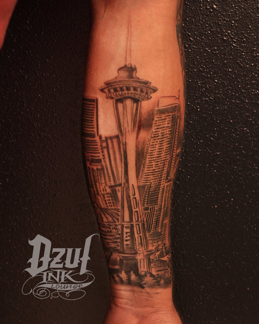 Space Needle Silhouette Tattoo