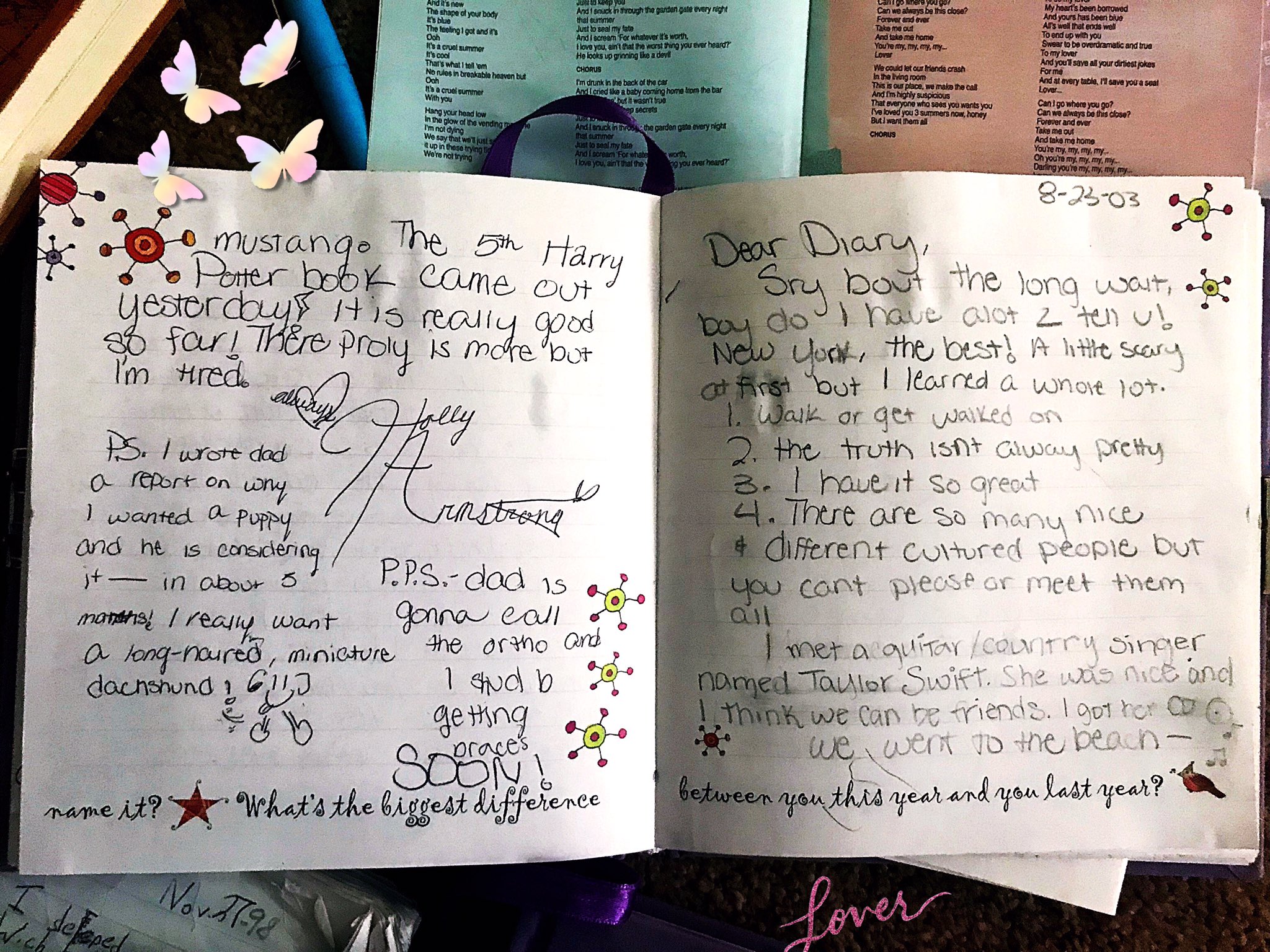 Holly Armstrong on Twitter: "I thought y’all might enjoy my diary entry from 8.23.03 - a month ...