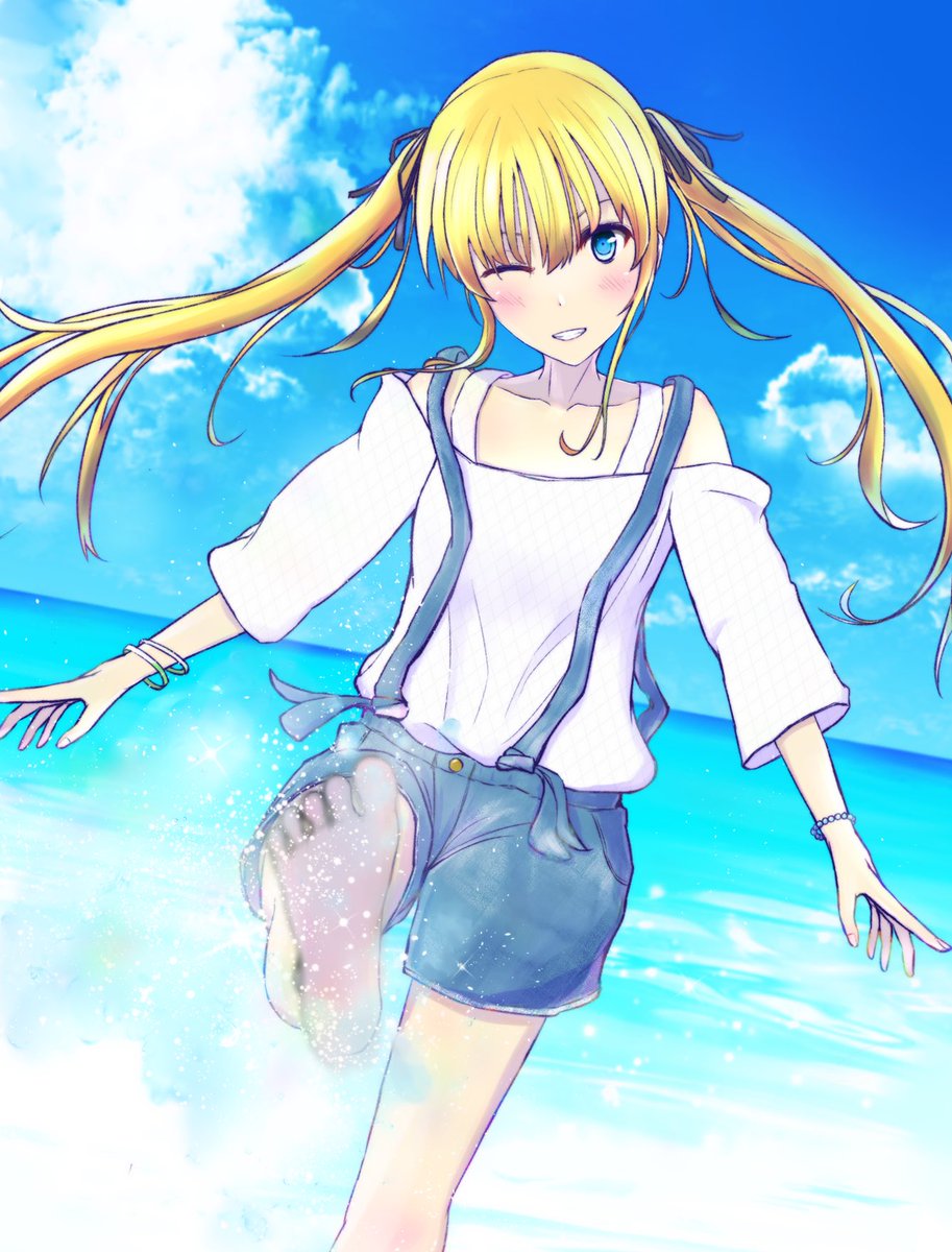 「英梨々と夏休みー 当初は水着イラスト考えてたけど、右葉曲折経てこの姿へ・・ 夏っ」 きくたけのイラスト