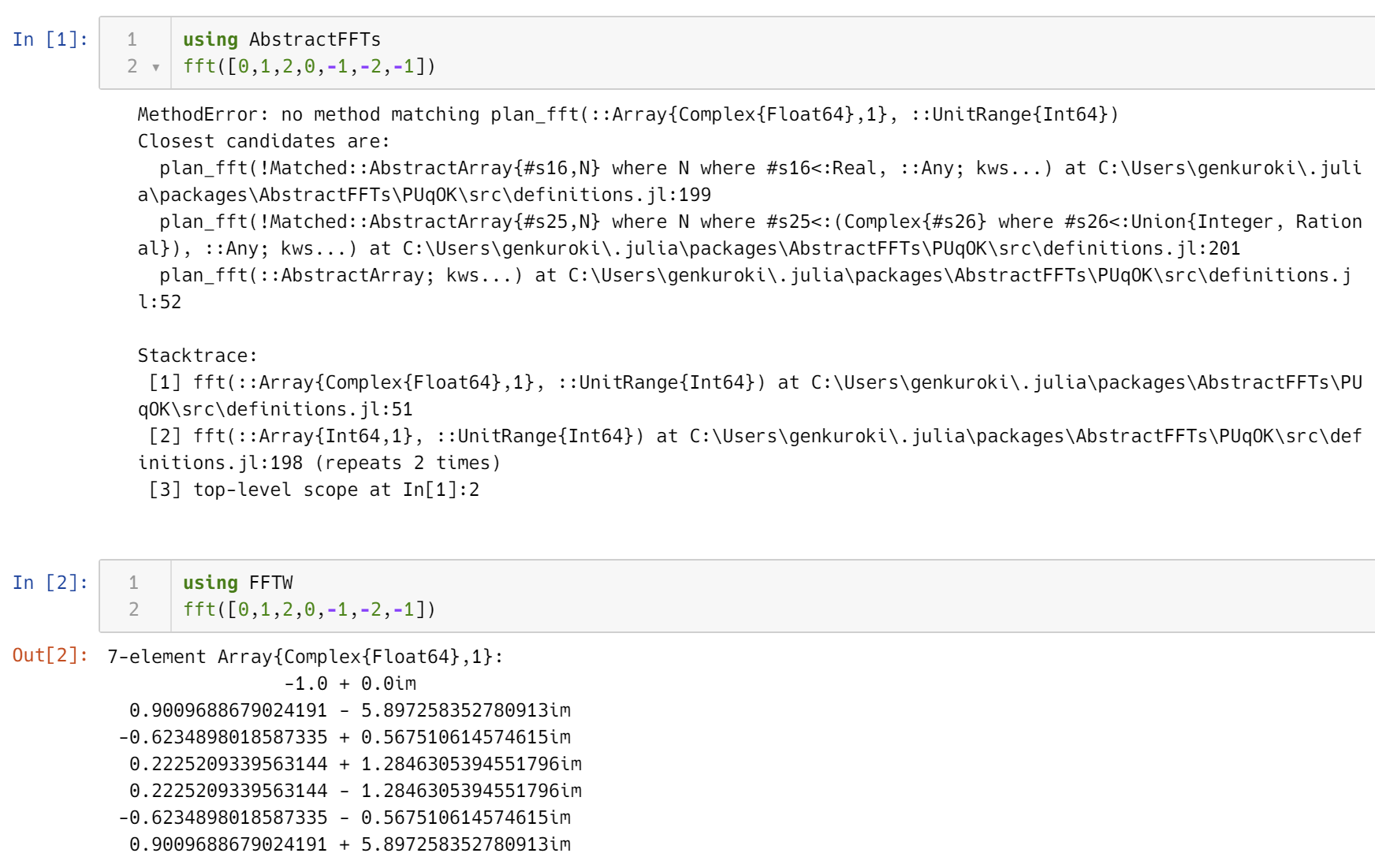 黒木玄 Gen Kuroki on Twitter: "#Julia言語 FFTを使いたいならばFFTW.jlを入れます。 https://t.co/I5SVOjTl1d FFTW.jlを使っ ...