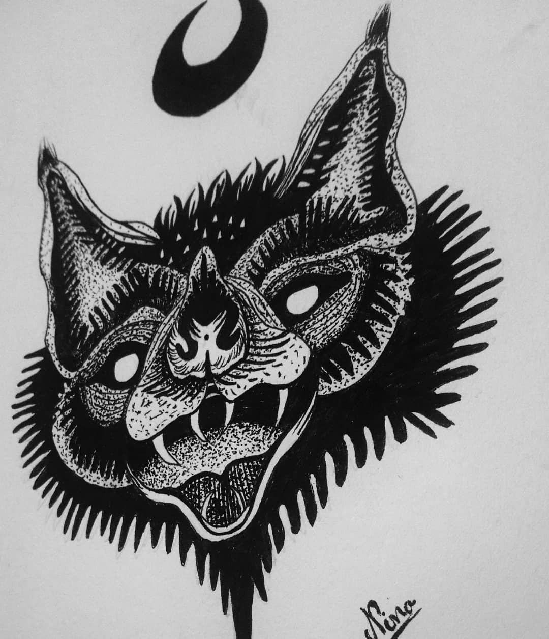 Traditional Bat Head Tattoo