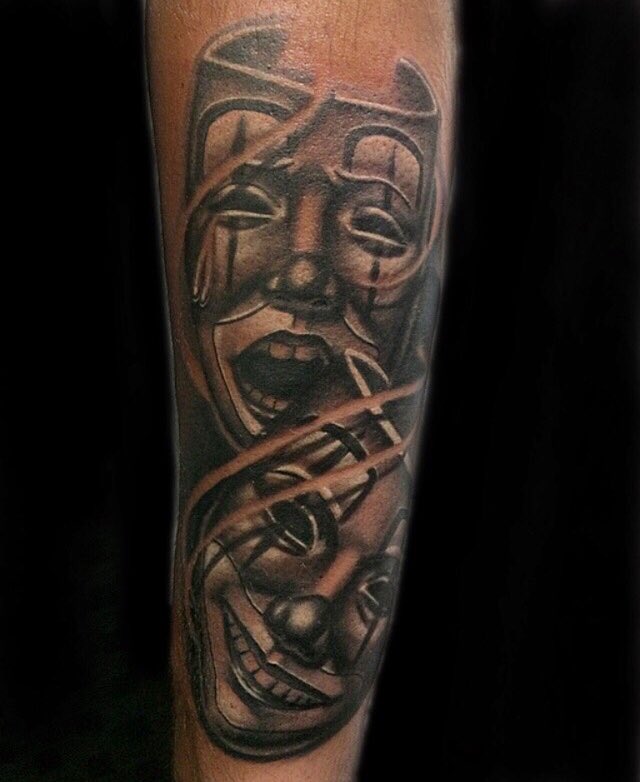 Two Face Mask Tattoo