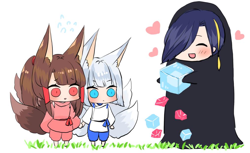 akagi (azur lane) ,kaga (azur lane) multiple girls animal ears fox ears ...