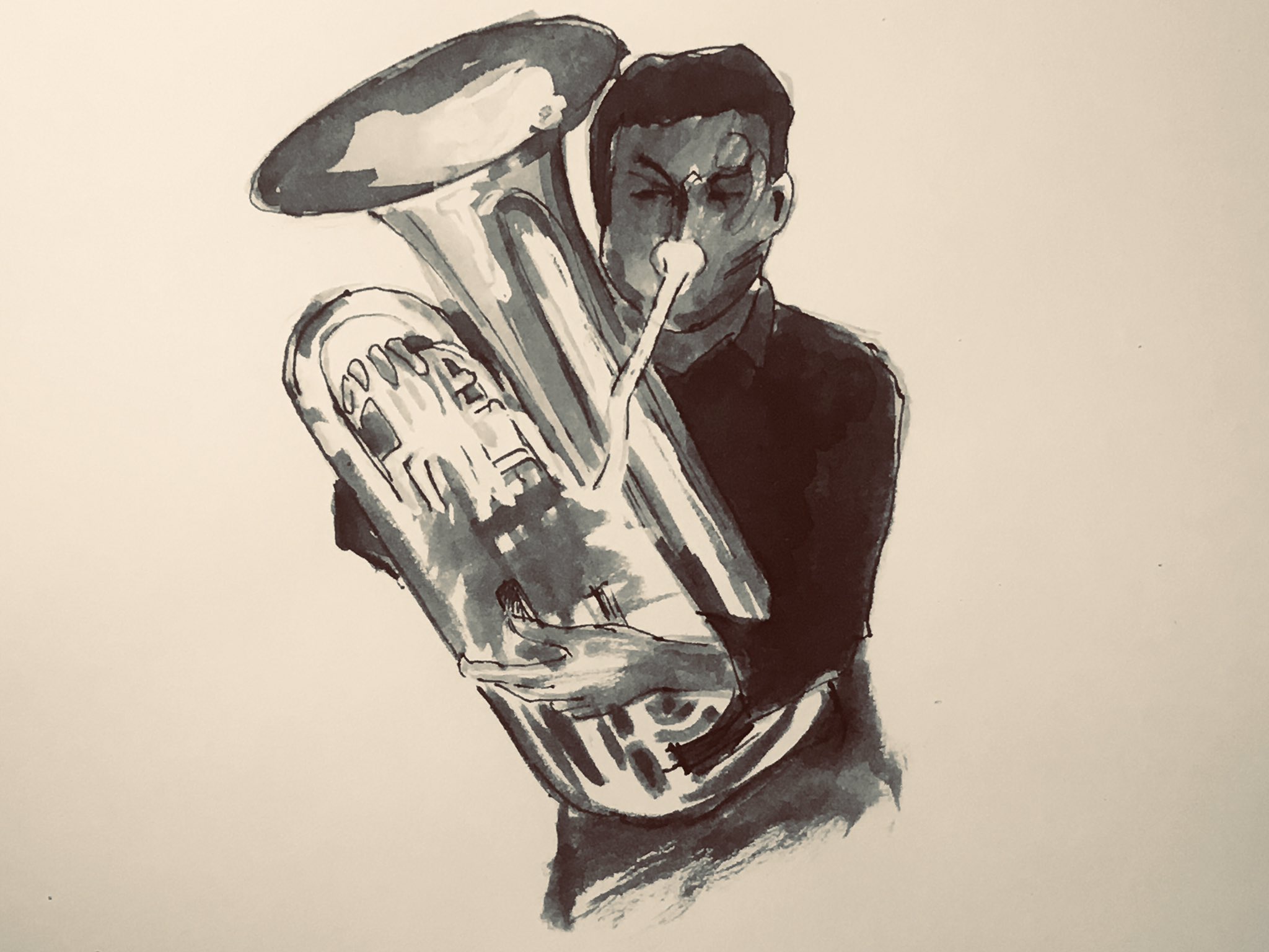 Tuba Player Drawing