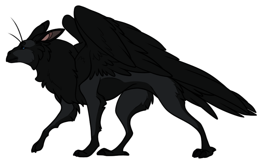 Black Demon Wolf With Wings