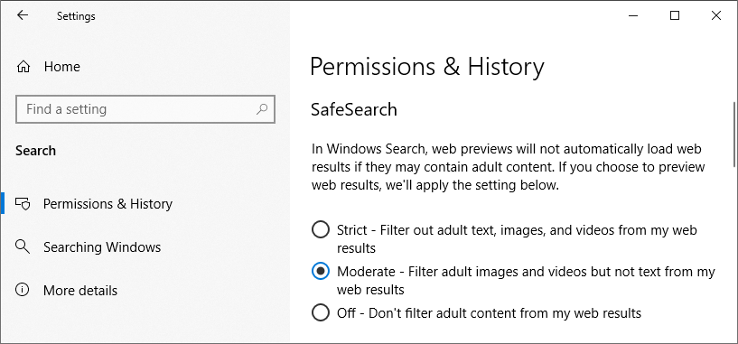 Disable Bing Safesearch