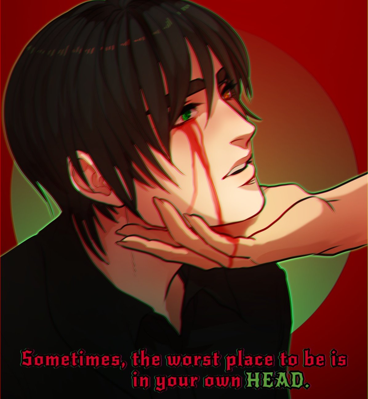 Anime Boy Crying Blood