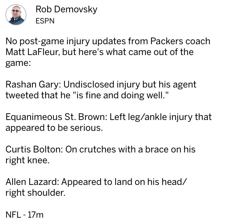 Rob Demovsky on Twitter: