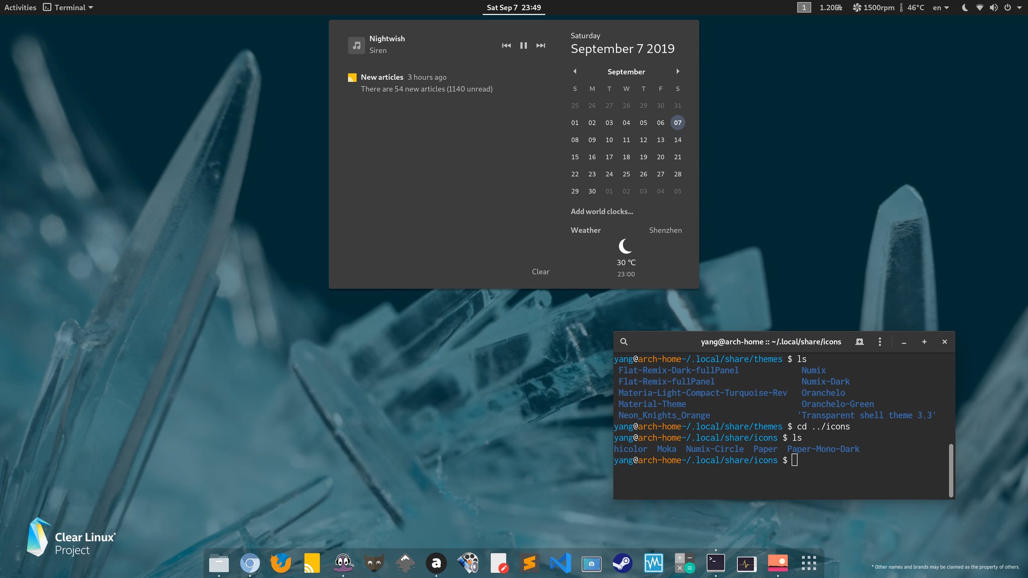 Hema shushu on Twitter: "How to 假装成 Intel #ClearLinux 最近玩了一下这个发行版，感觉界面配搭挺养眼的，于是通过 Tweaks 找到了程序 ...
