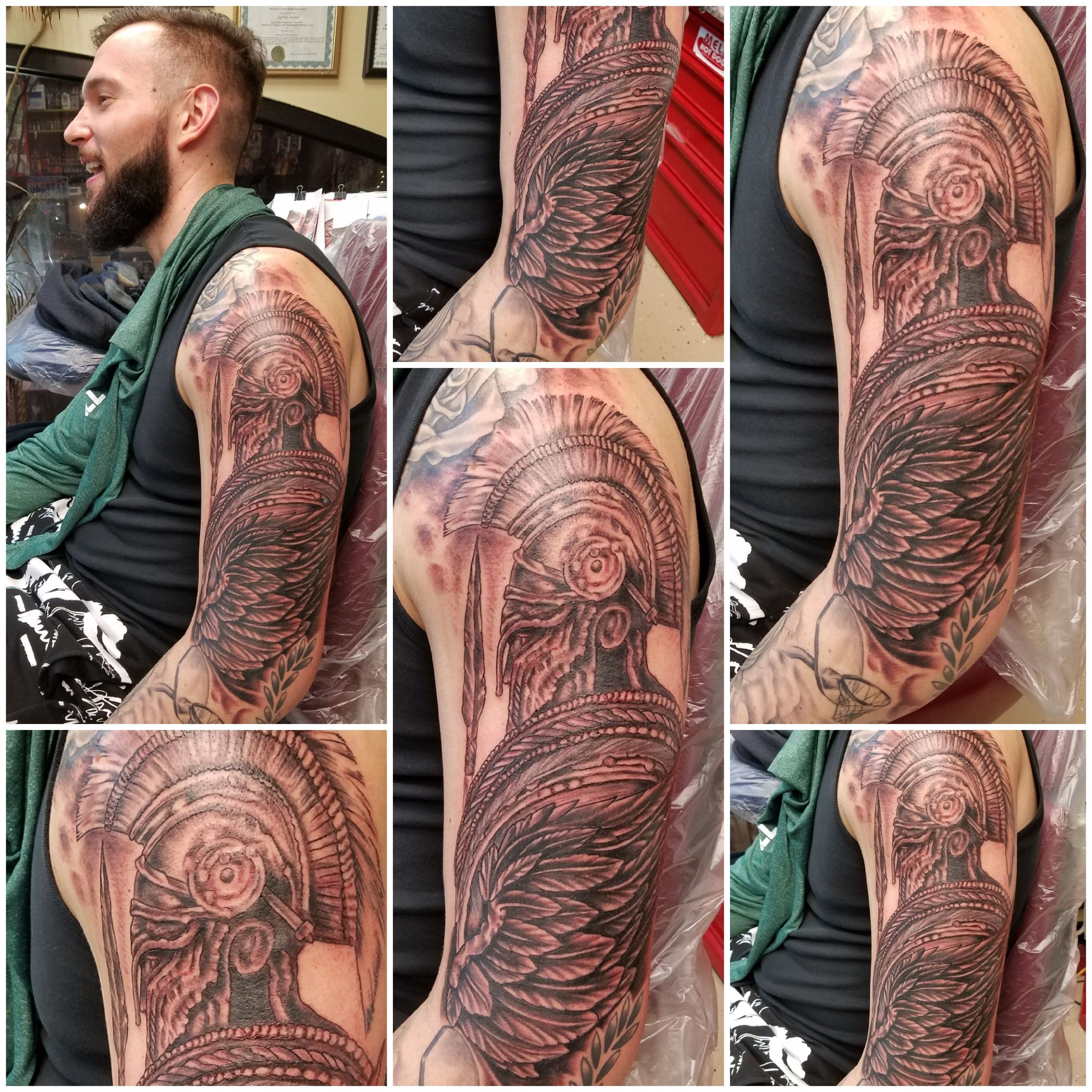 Trojan Tattoos Lil Trojan Helmet 🥹 This Was So So Fun To Tattoo,