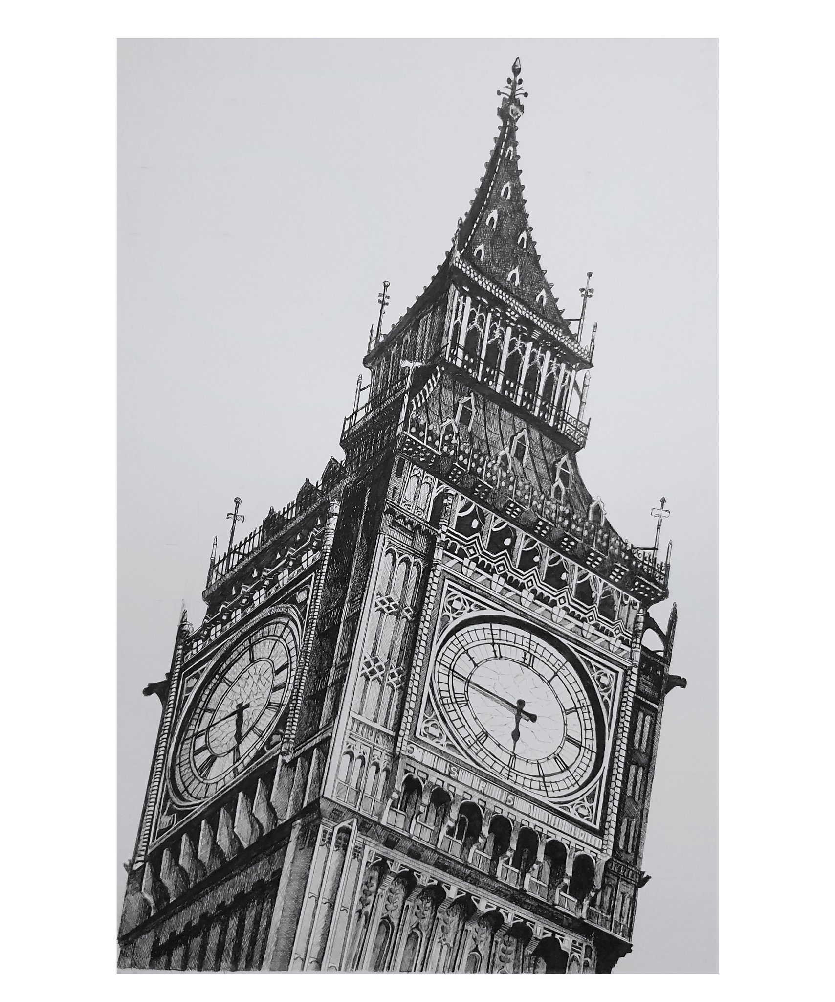 Realistic Big Ben Drawing