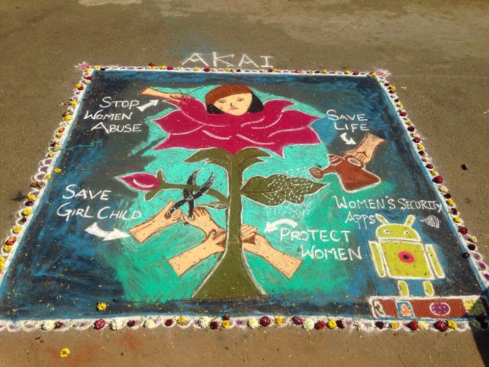 Rangoli Designs With Theme Of Save Girl Child