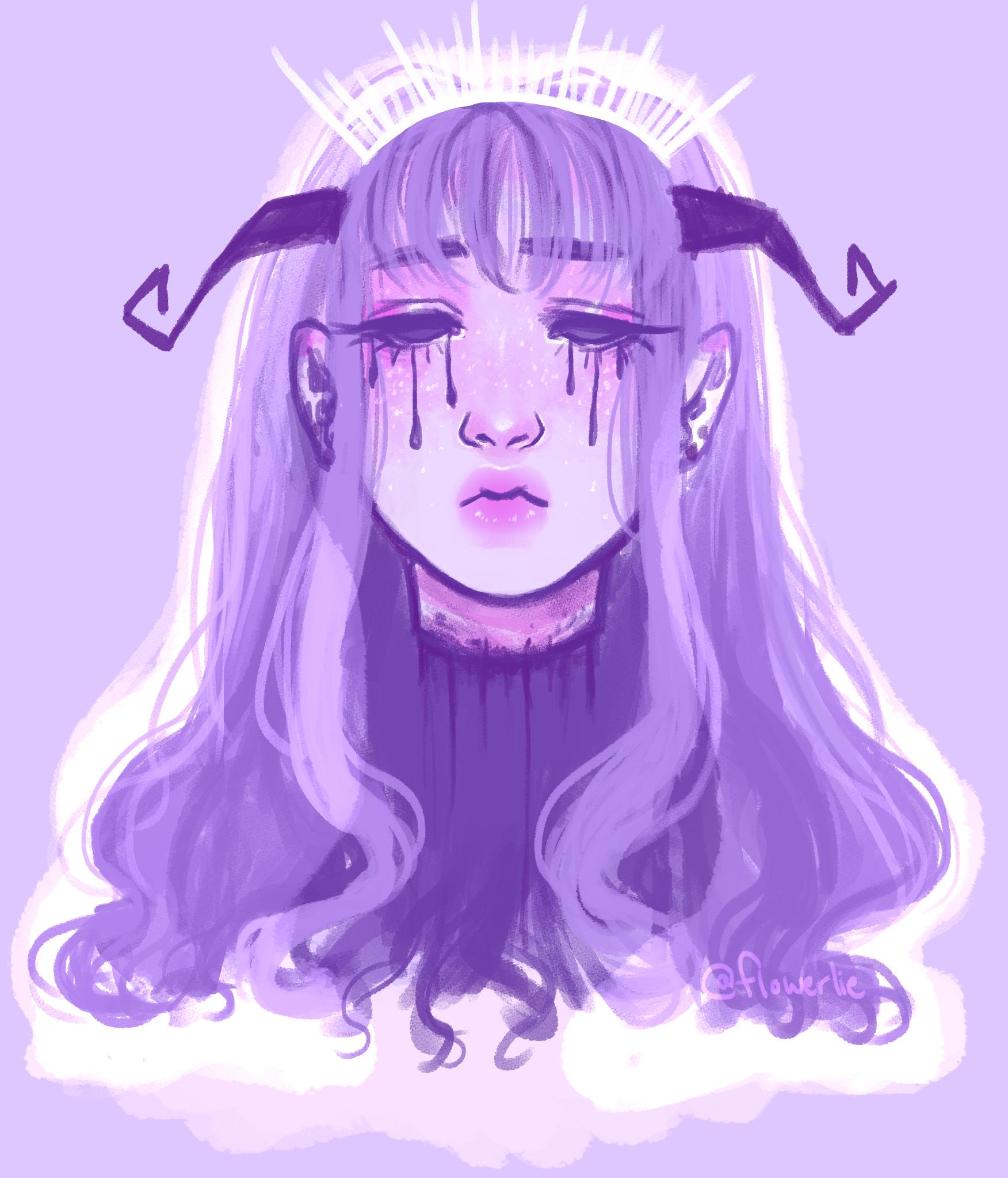 Sad Demon Anime Girl
