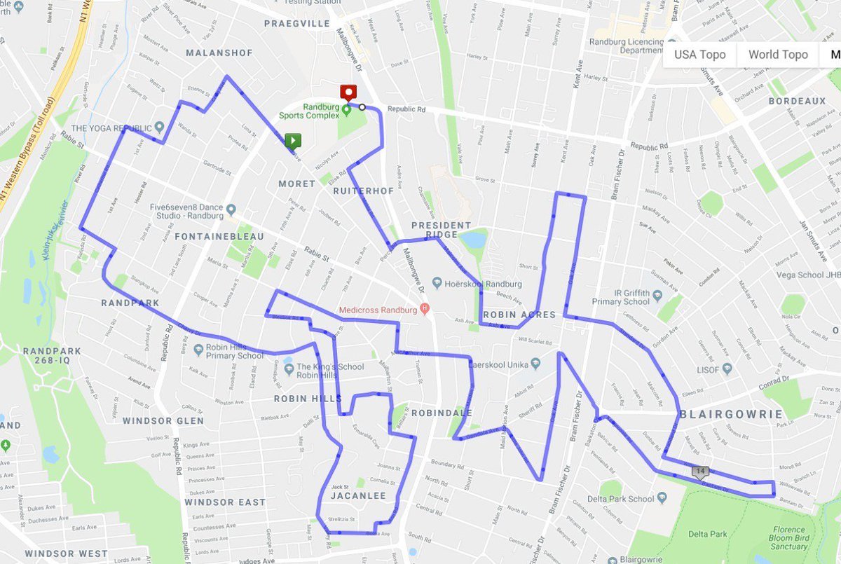 Randburg Harriers On Twitter This Is A Map Of The 21 1 Km Route For The ...