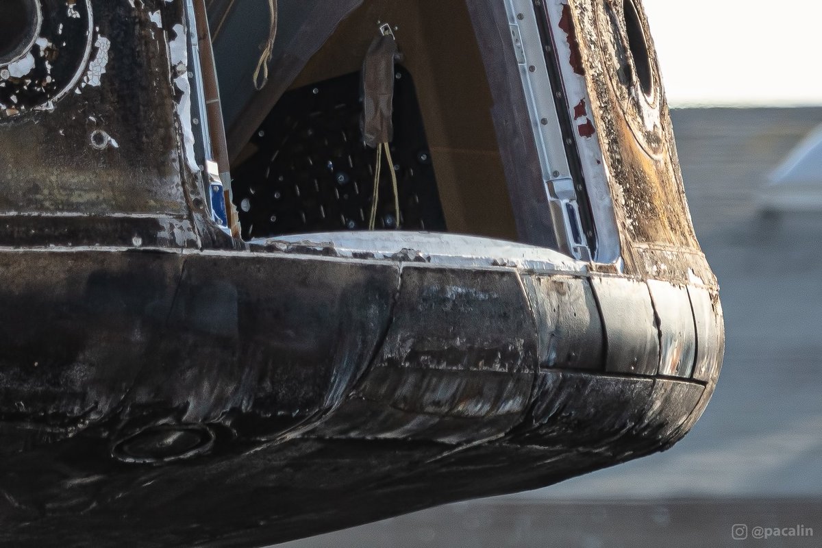 A view of the experimental Starship heatshield tiles flown on CRS-18 ...