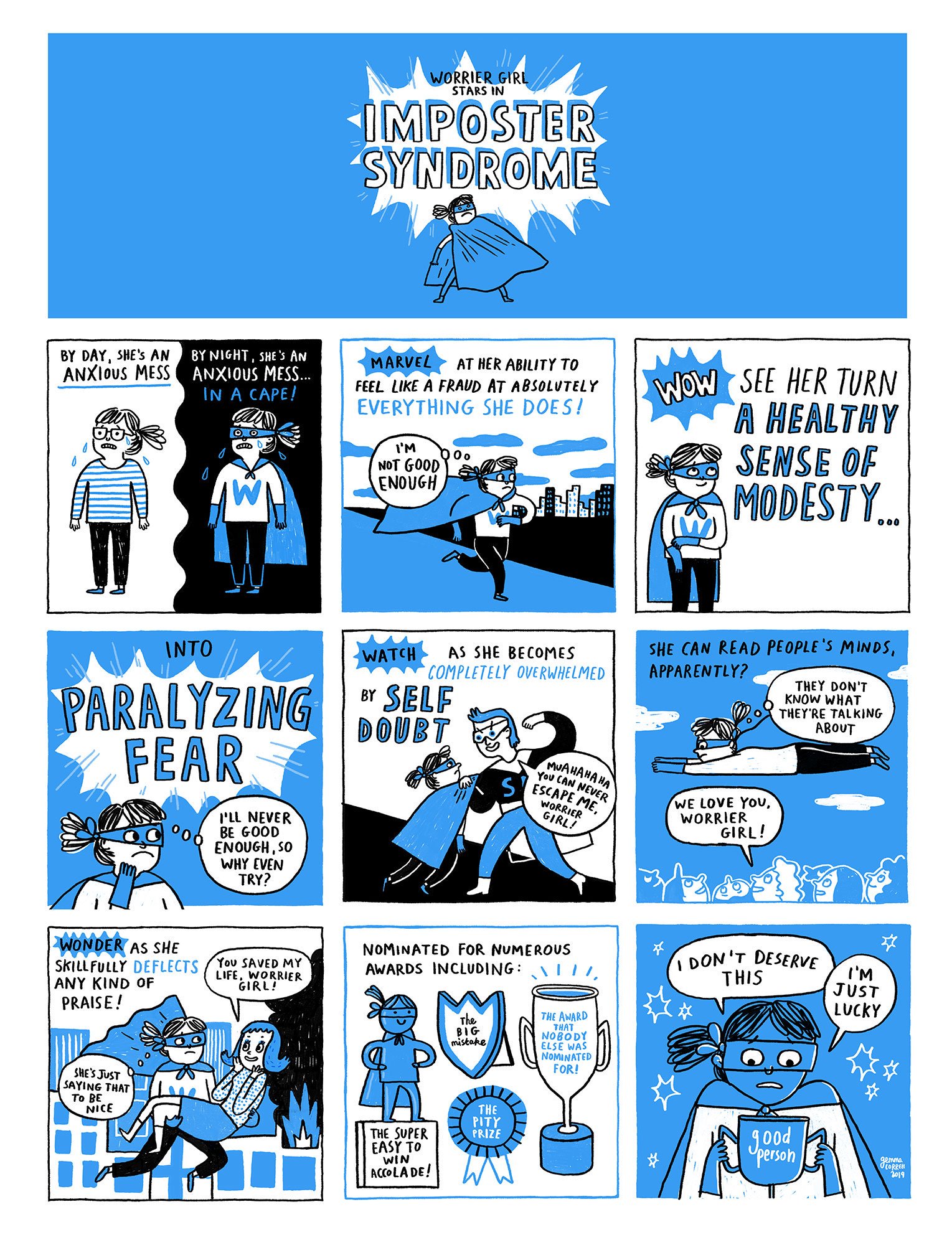 Gemma Correll on Twitter: "Worrier Girl stars in... IMPOSTER SYNDROME! A comic for @thelilynews ...