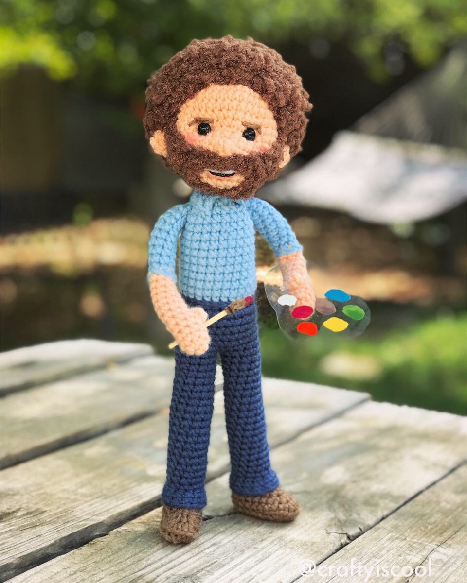 Art Dolls Dolls & Miniatures Art & Collectibles Crochet Bob Ross Doll ...
