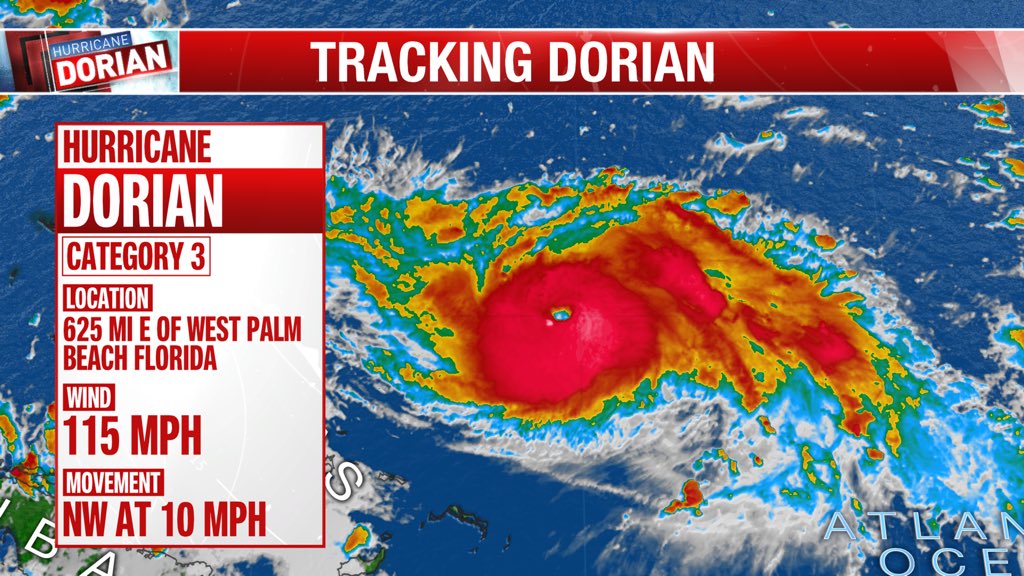 The latest @NHC_Atlantic update on #HurricaneDorian has it now as major ...
