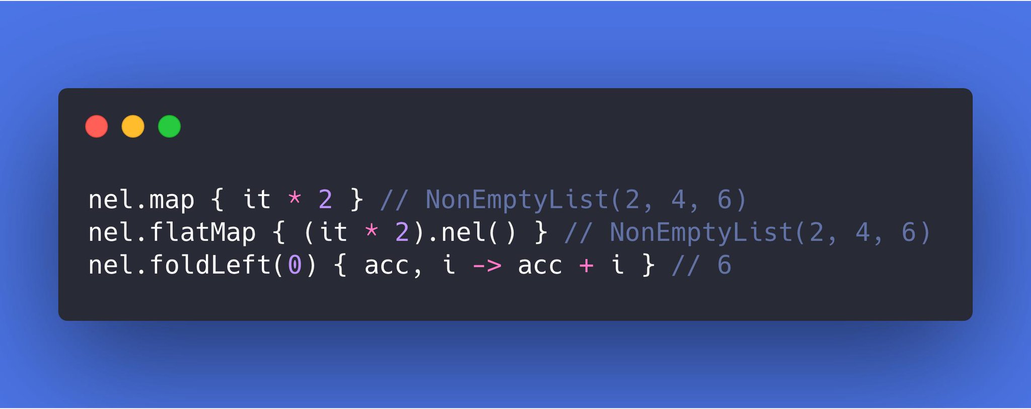 Λrrow on Twitter: "You can map, flatMap, or fold over a NonEmptyList the same way you'd do for a ...