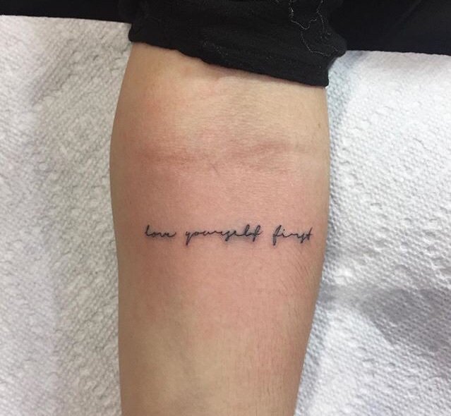 Love Yourself First Tattoo Neck