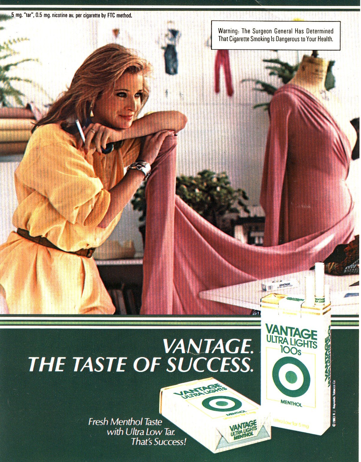 Vantage Cigarettes 1980s