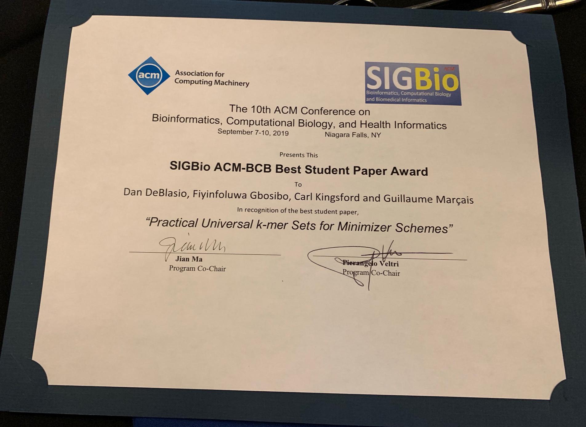 Carl Kingsford on Twitter: "Congratulations to Fiyinfoluwa Gbosibo for winning best student ...