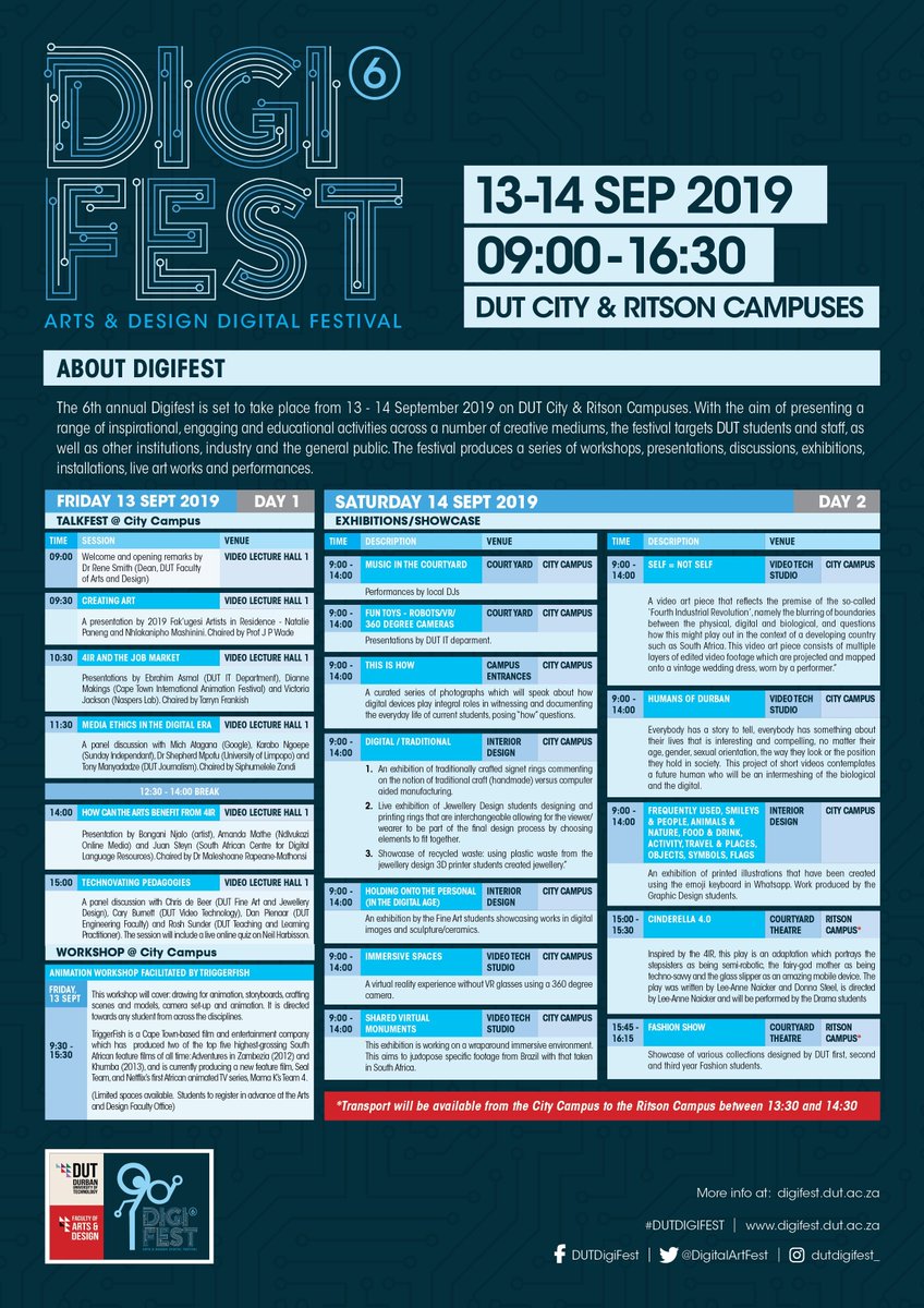 You are invited to the 6th annual DUT Arts and Design Digital Festival ...