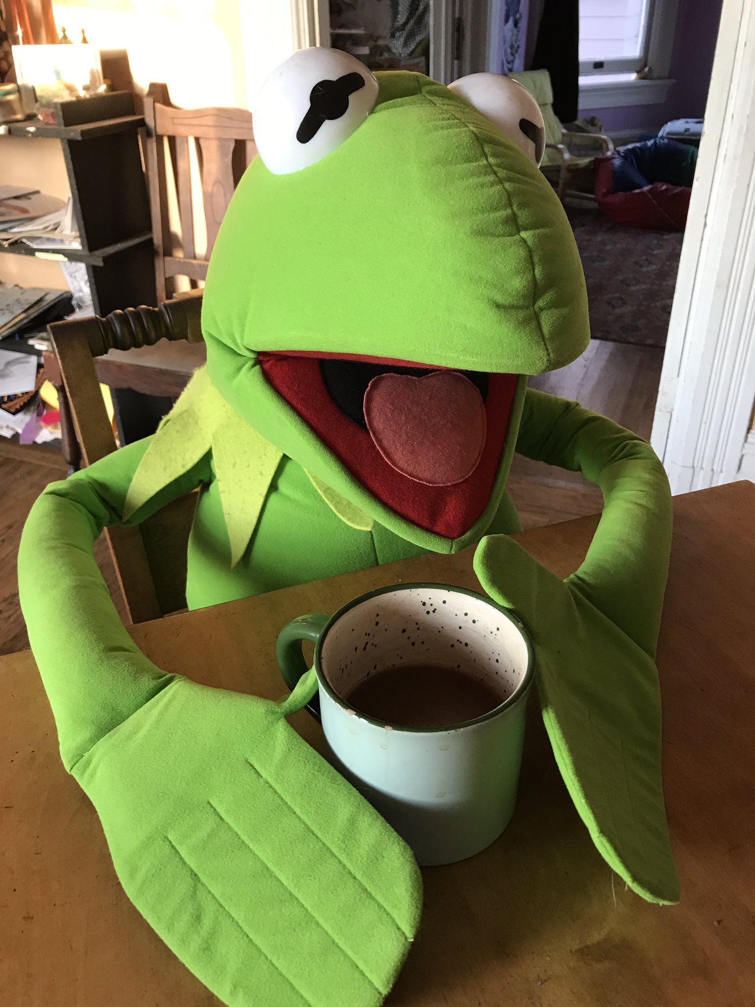 Kermit Drinking Coffee