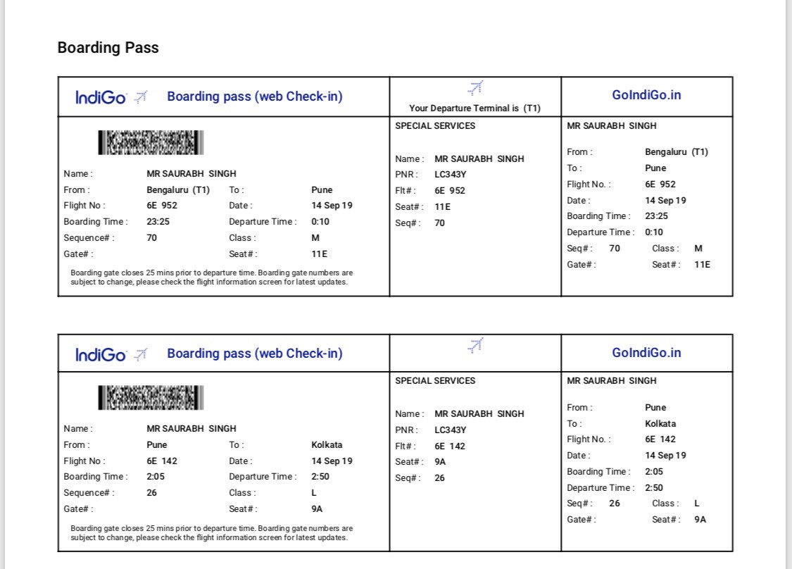 Indigo Web Check In Boarding Pass