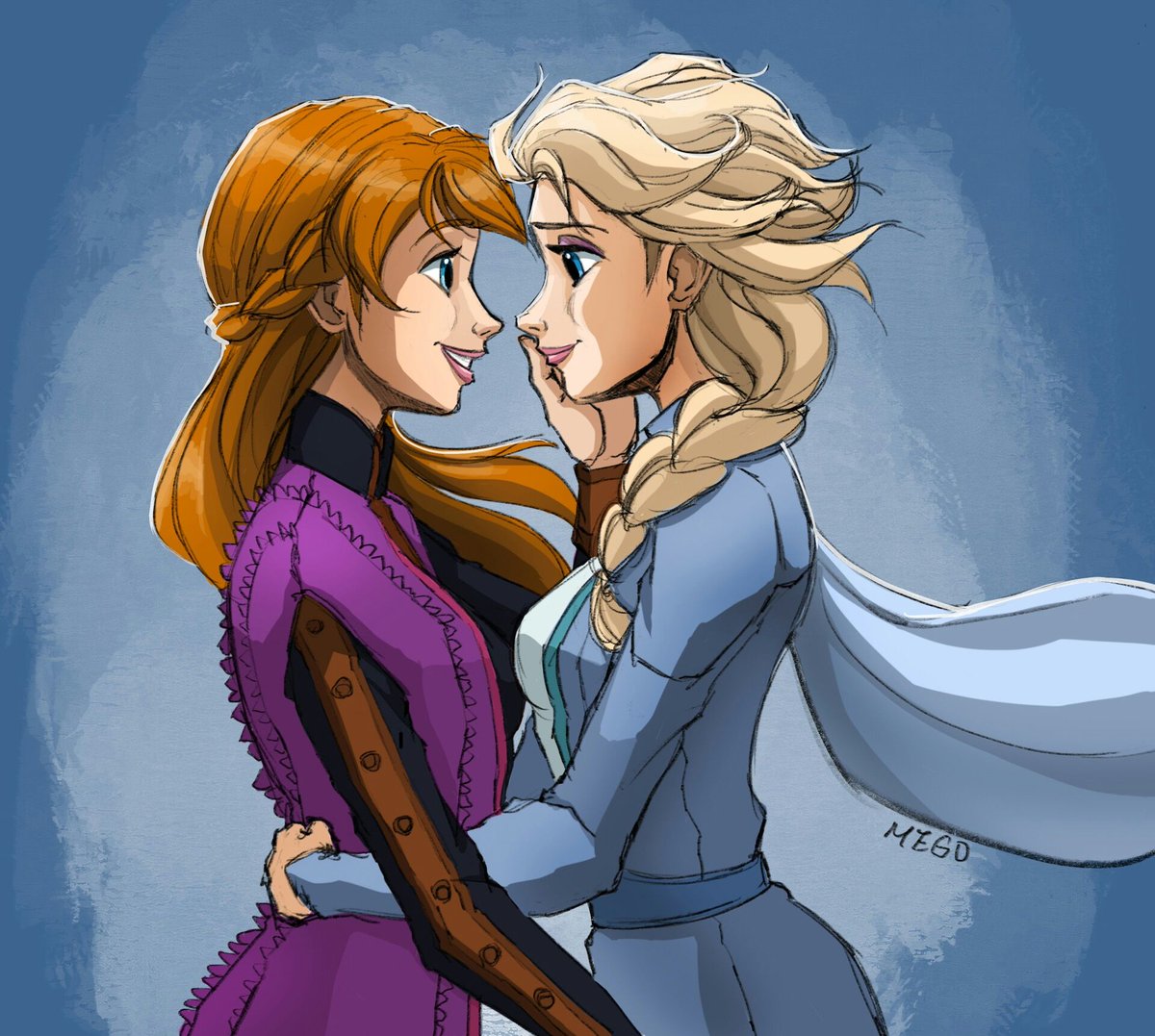 Disney Elsa Anna Kiss