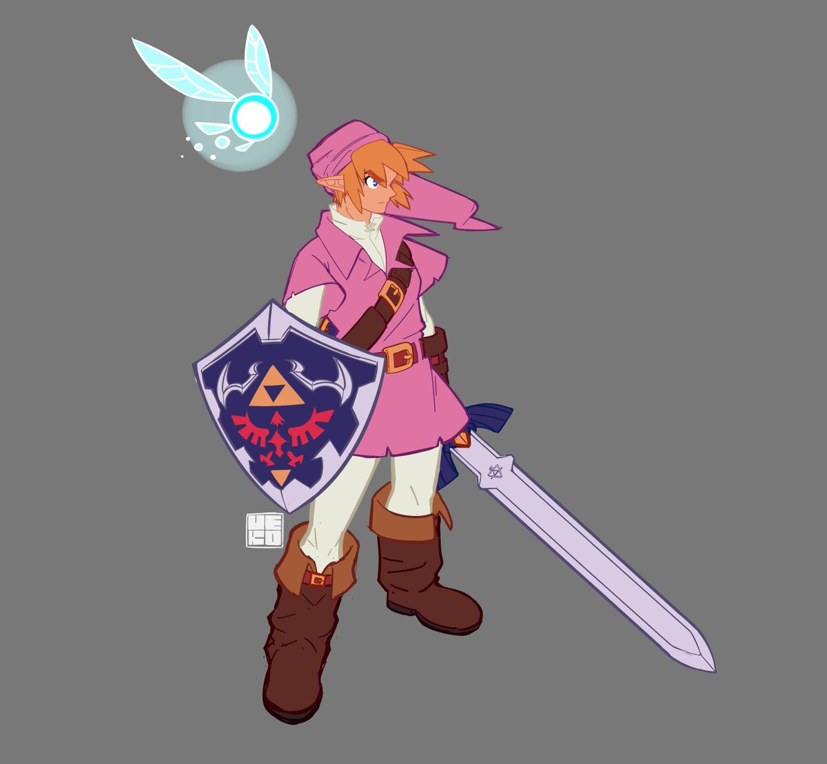 「Pink Link (original green tunic include」|ueko COMMISSIONS: CLOSEDのイラスト