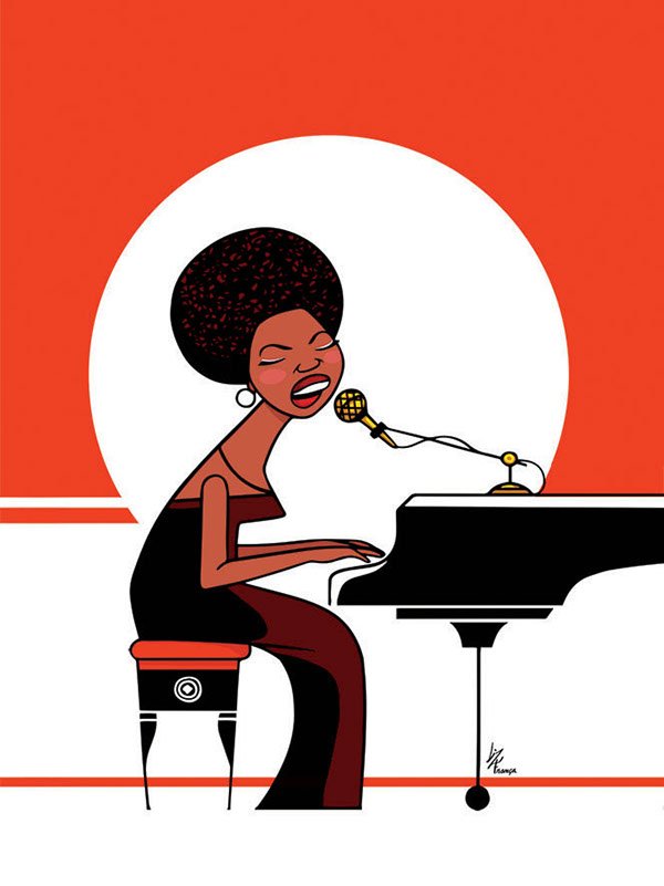 Nina Simone Singing Stars Clipart