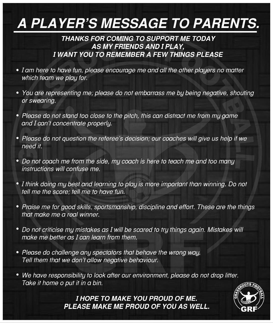 Grassroots on Twitter: "A Players message to parents..... “I hope to ...