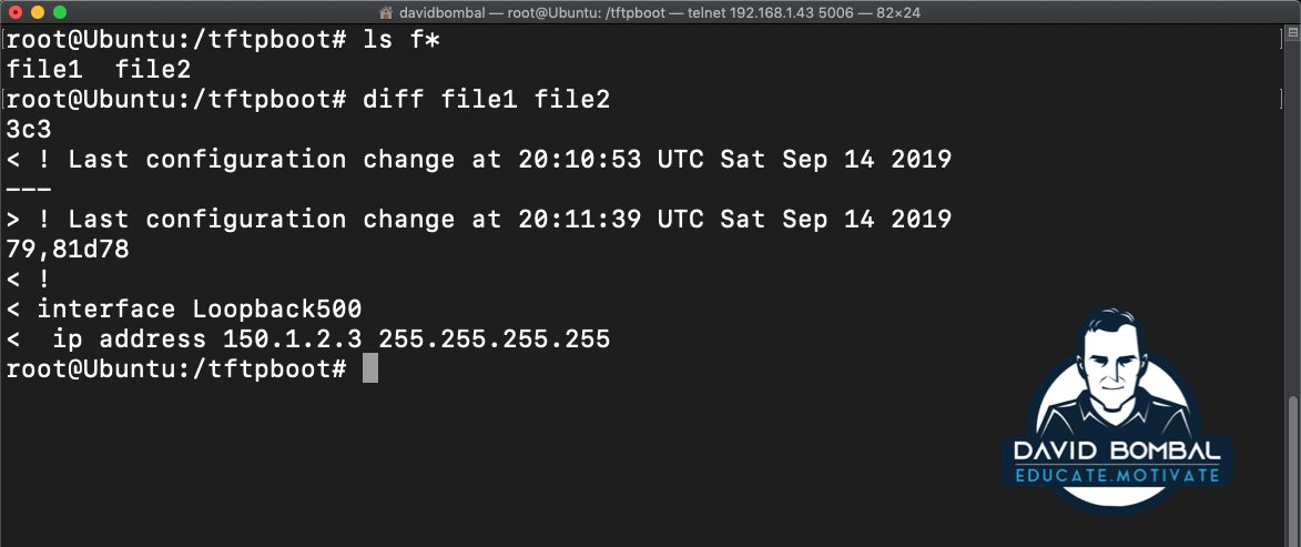 David Bombal on Twitter: "@gns3 Answer: diff file1 file2 #linux #CCNA #Cisco #DevNet @gns3 # ...