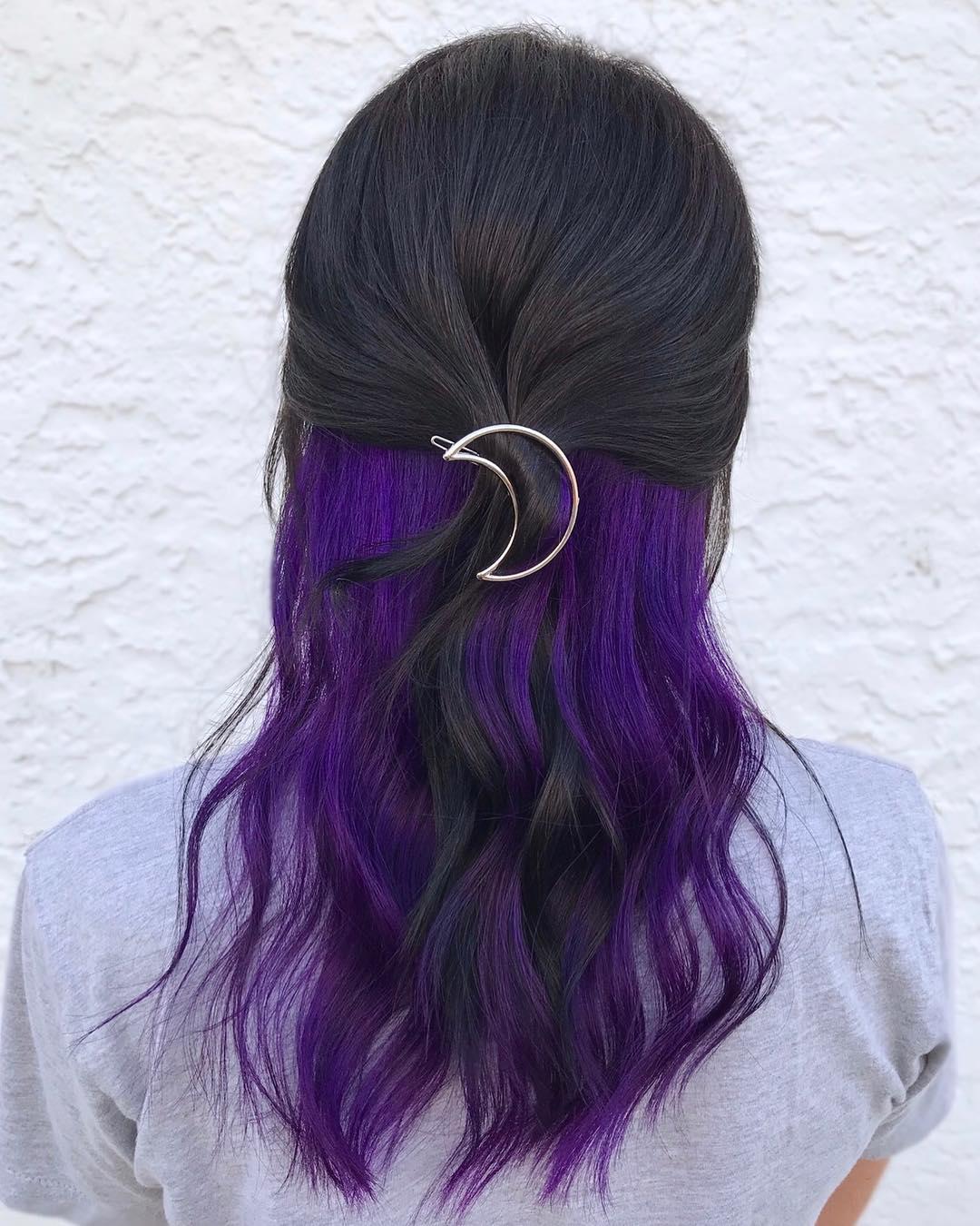 Black Hair With Purple Underlayer