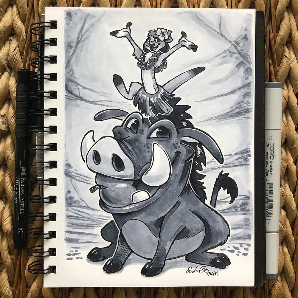 Lion King Timon And Pumbaa Drawing