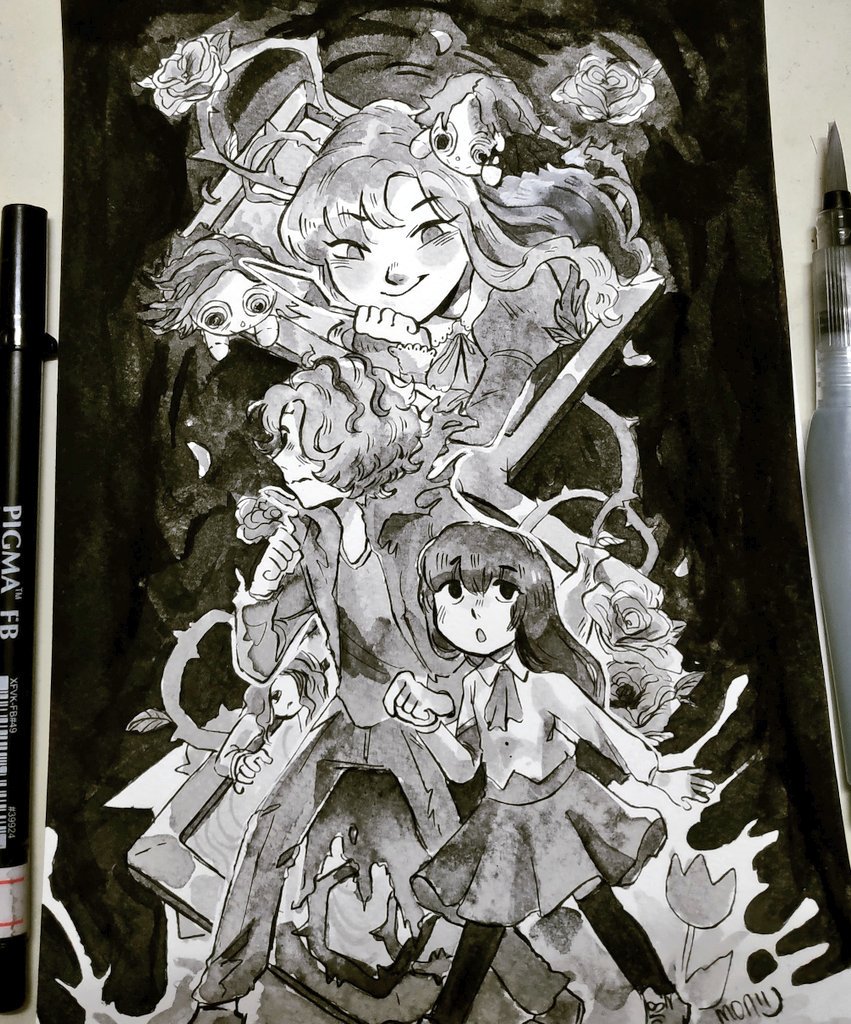 「playing with ink wash this year? there's」|🐰の漫画