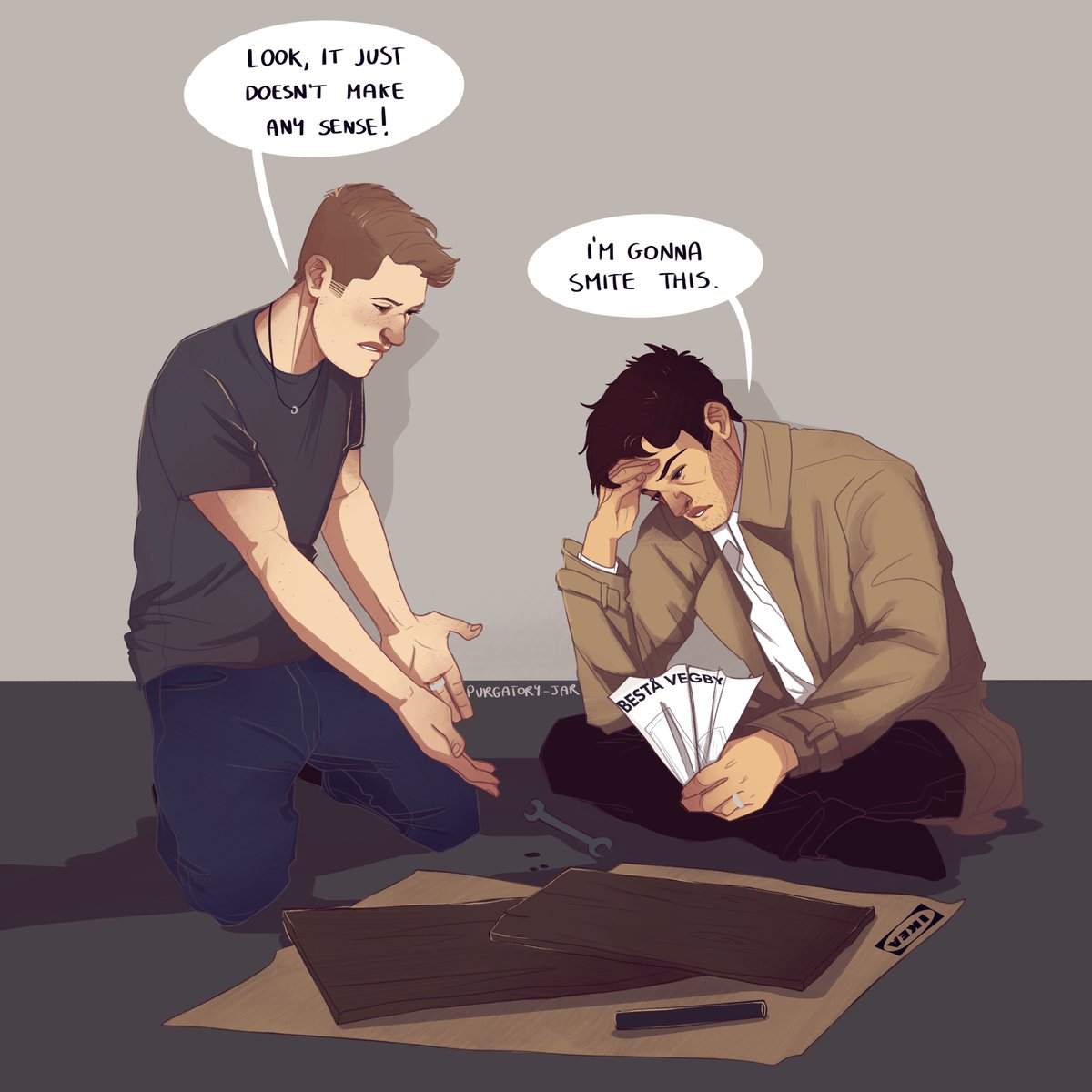 Destiel fanart, Supernatural art, Destiel