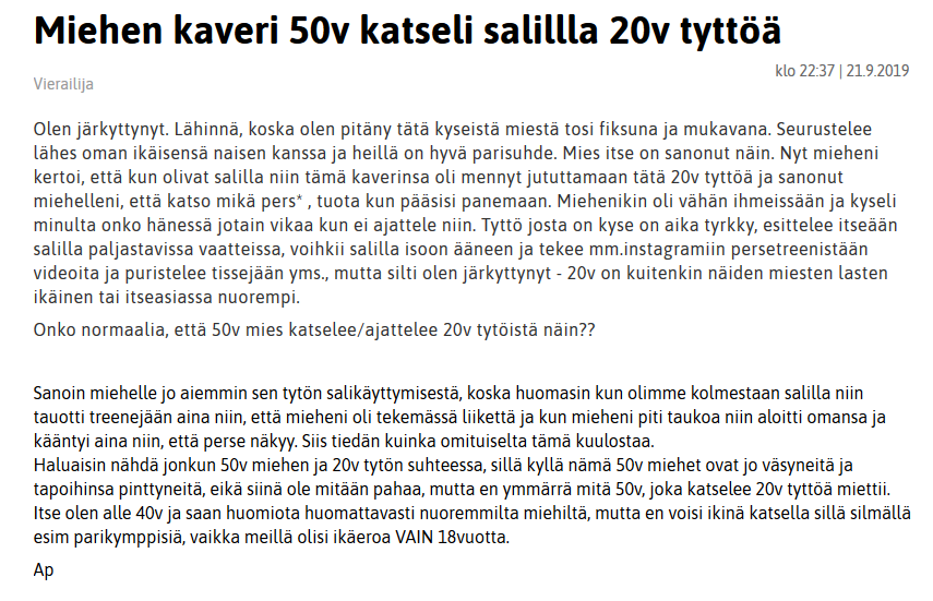 Henry Laasanen on Twitter: ""Onko normaalia, että 50v mies katselee/ajattelee 20v tytöistä näin ...