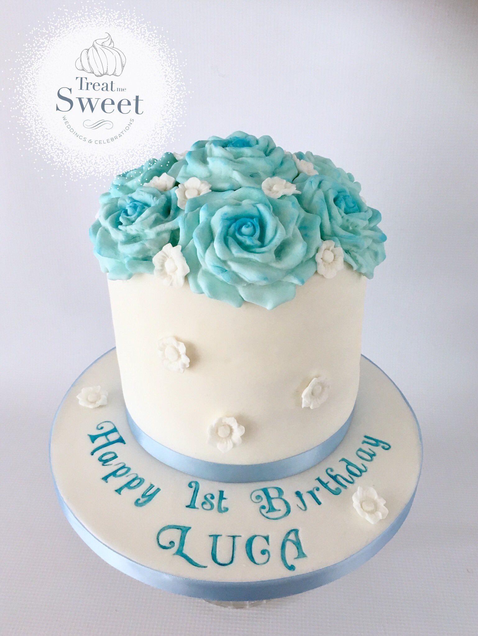 Blue Rose Birthday Cake