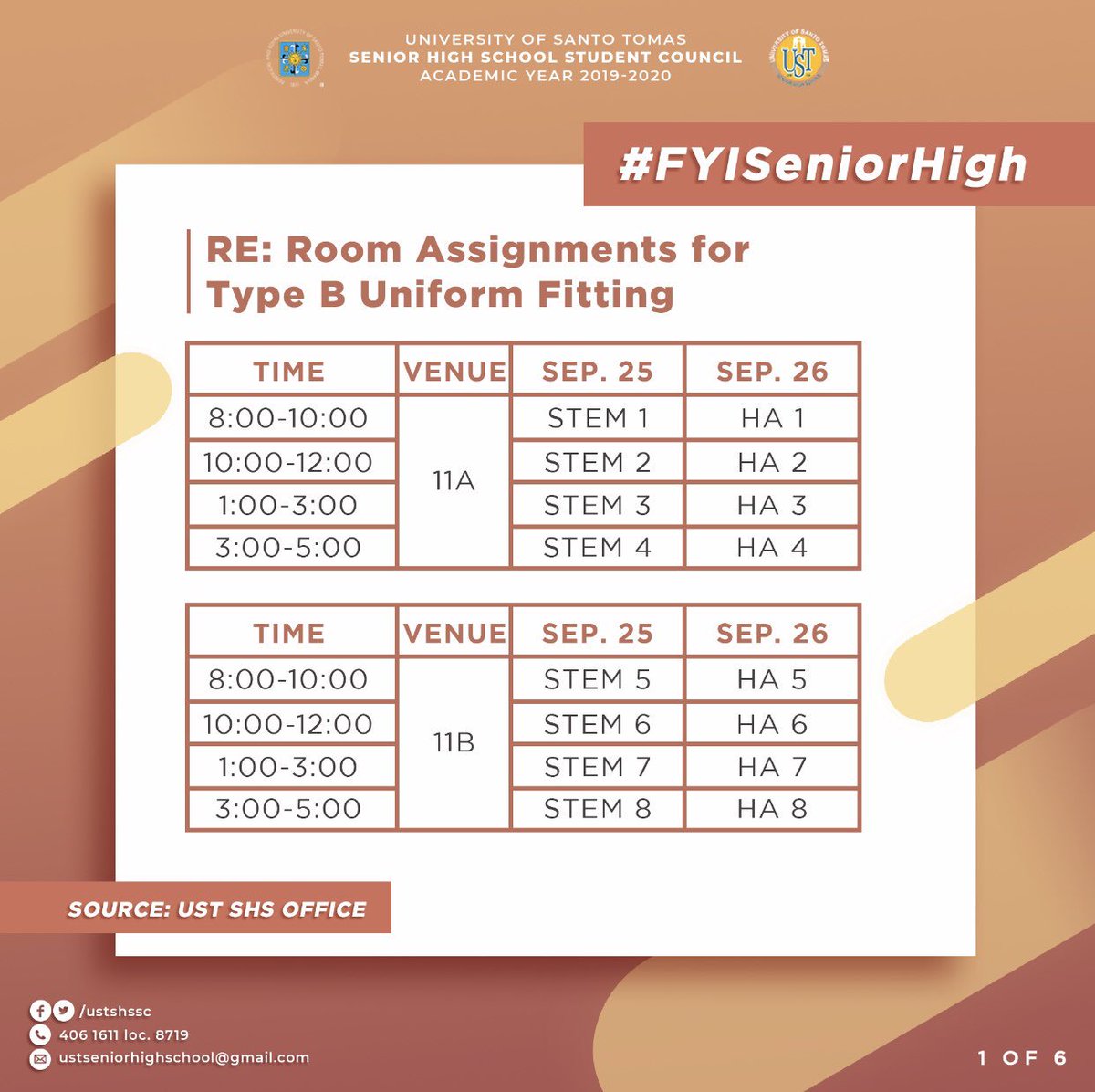 UST SHS SC on Twitter: "RE: Type B Uniform Fitting for Grade 11 Students Please be guided ...